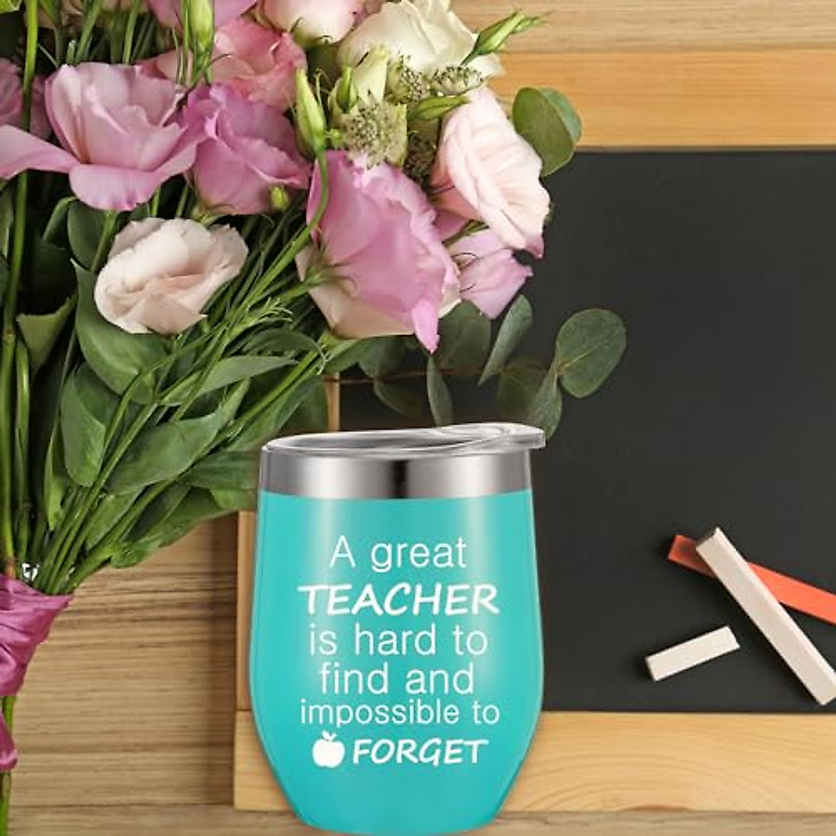 Patelai 6 Pcs Thank You Teacher Gift Teacher Appreciation Christmas Coffee Mug Back to School Gift for Women Men Preschool Elementary Teacher 12oz Wine Tumbler Lids Straws(Simple Mint)