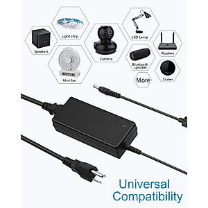 ALITOVE 12V Power Supply 6A 72W AC to DC Adapter 100~240V AC to DC 12 Volt 6 Amp Converter 12 vdc 6A 5.8A 5.5A 5.2A Transformer 5.5mmx 2.5mm 2.1mm Plug for LED Strip Light CCTV Camera DC Pump Fan