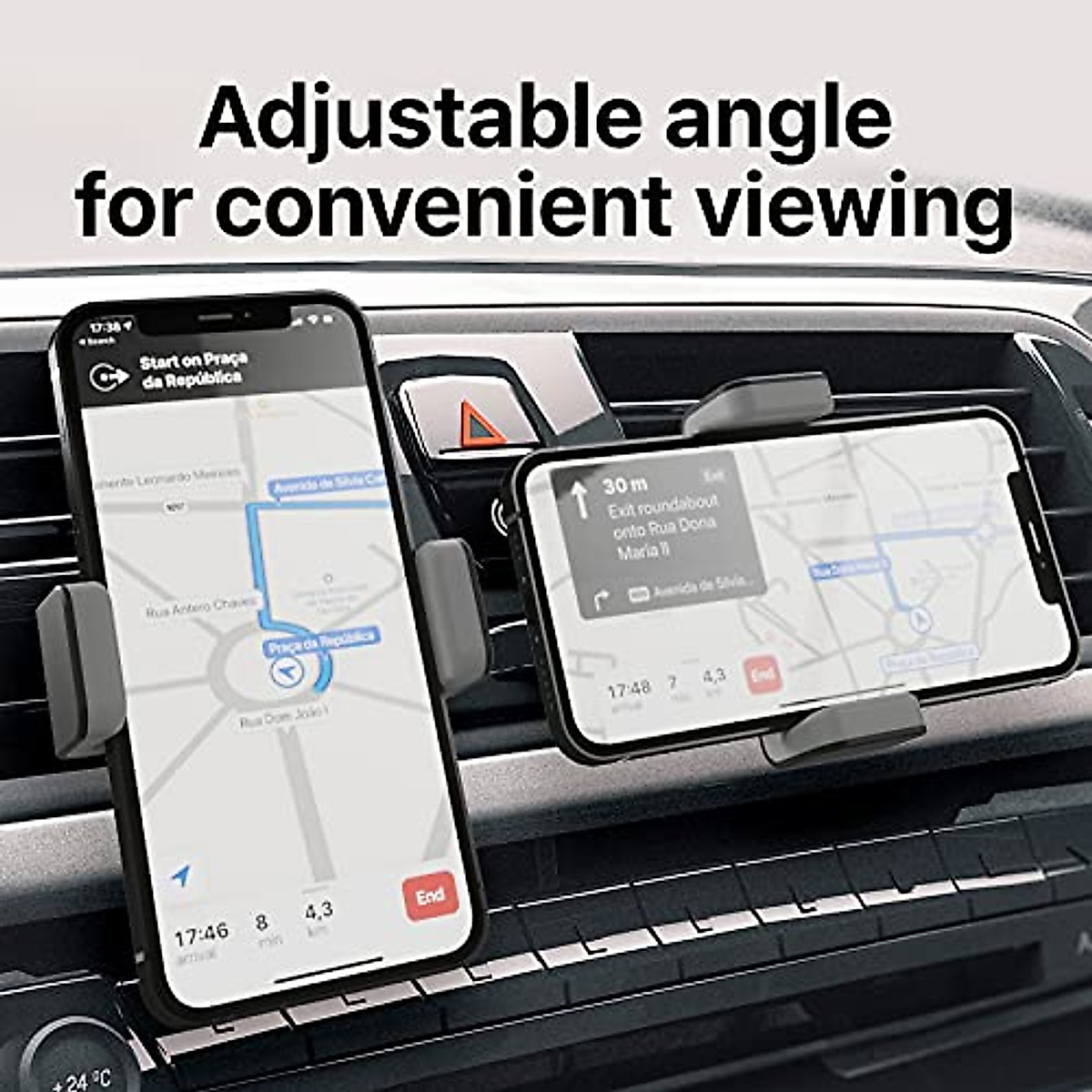 Bestrix Phone Vent Holder Cell Phone Mount Holder for Car with Double Clamp Grip, Compact & Durable for iPhone, Galaxy and All Smartphones Up to 6.5"