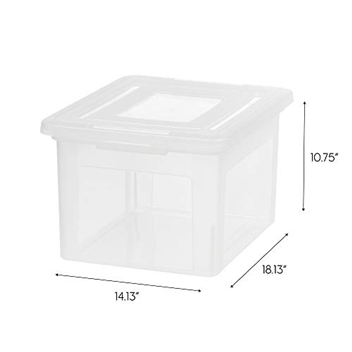 IRIS USA Letter/Legal File Tote Box, BPA-Free Storage Bin Tote Organizer with Durable and Secure Latching Lid, Stackable and Nestable, 4 Pack, Crystal Clear (585237)