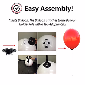 Reusable 20-Inch Red Balloon Halloween Prop - PVC Vinyl, Latex-Free, Permanent Inflation, Inflatable Balloon with Holder Pole and Adapter Clip - Perfect for Party Decorations, Cosplay, and Displays