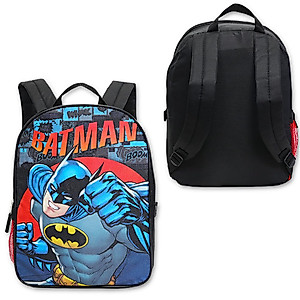 Batman Backpack and Lunch Box Set for Kids ~ Deluxe 16" Batman Backpack with Insulated Lunch Bag and Stickers (Batman School Supplies Bundle)