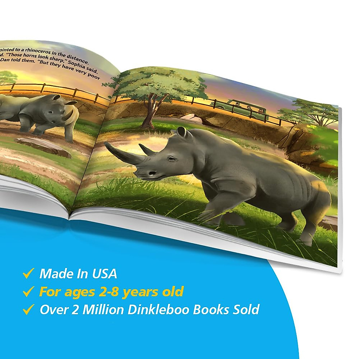 Personalized Story Book by Dinkleboo - Goes On Safari - Teaches Your Child All About Safari Animals - for Children Aged 0 to 8 Years Old - Soft Cover - Smooth, Glossy Finish (8"x 8")