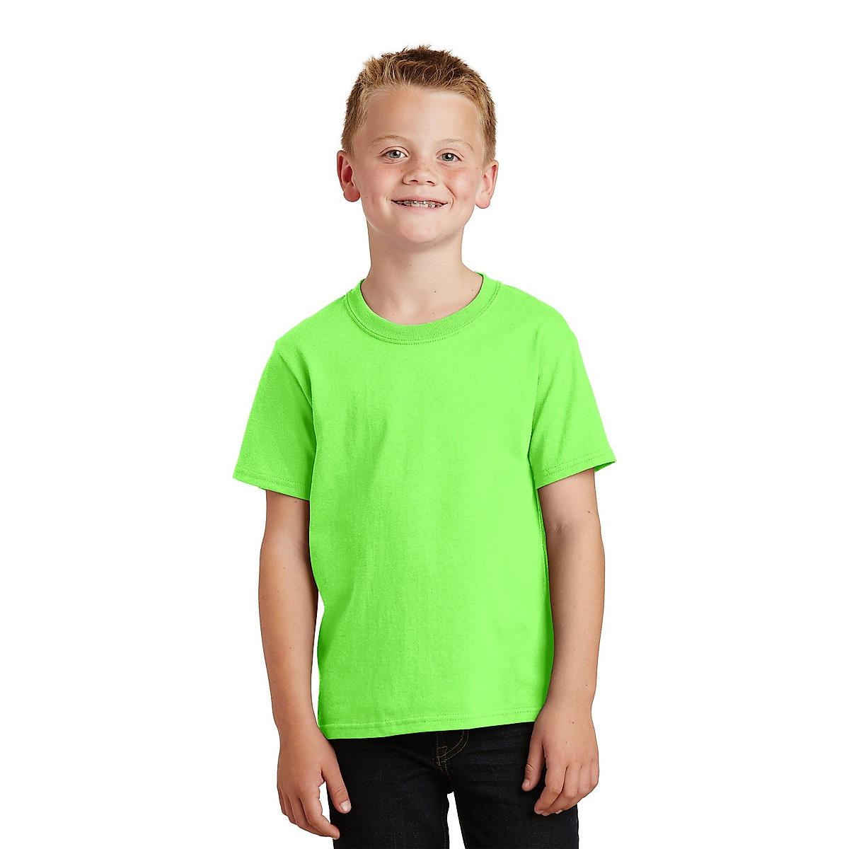 Port & Company Boys' 54 oz 100% Cotton T Shirt XS Neon Green