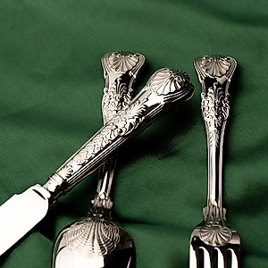 OTW PAVILION 40 Piece Flatware Set For 8, 18 10 Stainless Steel Silverware Set, Classic imperial design, Knife/Fork/Spoon & Long Teaspoon/Salad Fork Mirror-Polished Dishwasher Safe vintage Cutlery