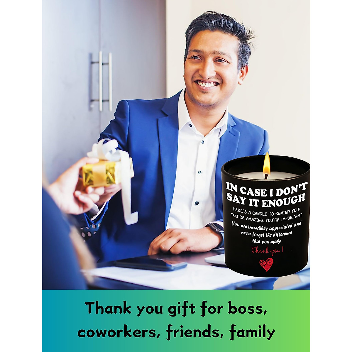 Thank You Candle, Coworker Gifts, Boss Gifts for Women,Vanilla Natural Soy Wax Candle, Thank You Gifts for Women, Appreciation Gifts for Coworkers