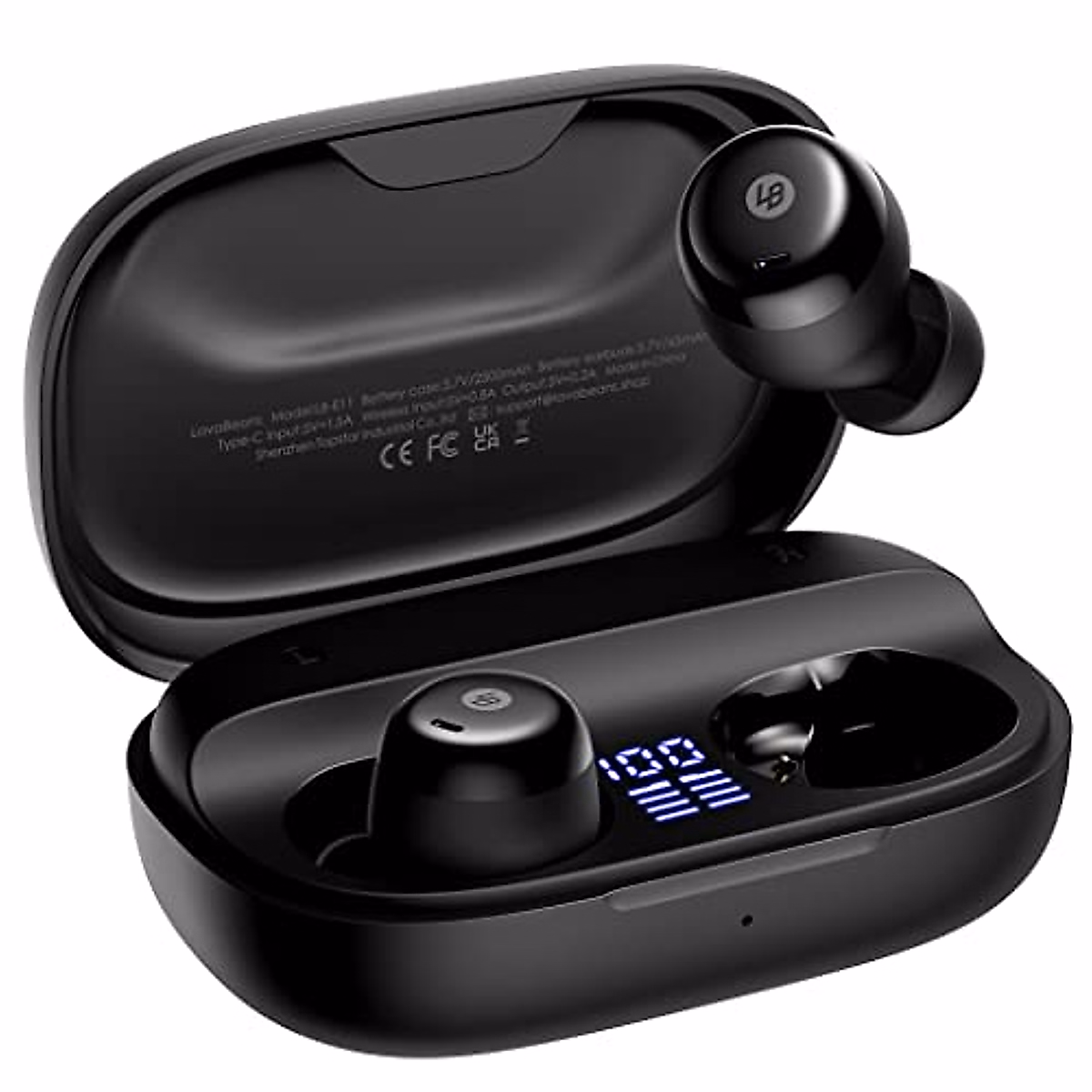 LavaBeans in-Ear Earbuds, Wireless Headphones with Charging Case, Black