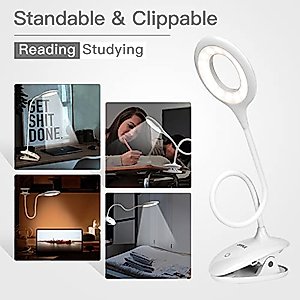 OPPLE Click on Light Desk Lamp - (2022 Update) Book Light with 360° Flexible Gooseneck, LED Reading Light with 3 Brightness, Clamp Light for Headboard, Desk, Table, etc