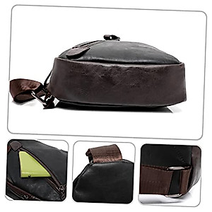 VANZACK Men's Backpack Leather Crossbody Bags Leather Fanny Pack Leather Crossbody Bags for Men Crossbody Bag for Boys Backpack Sling Bag Multipurpose Sling Bag Black Pu Fabric Suspenders