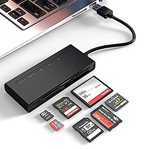 USB3.0 Multi SD Card Reader, SD/TF/Micro SD/CF/MS/XD 7-in-1 5Gbps High Speed Memory Card Reader for SDXC SDHC TF Micro SD CF MS MMC Card, Sony Memory Stick Pro Duo Adapter Read 5 Cards Simultaneously