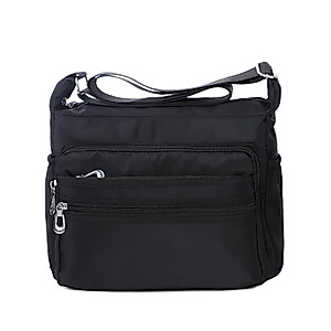 Crossbody Bag for Women Waterproof Shoulder Bag Messenger Bag Casual Nylon Purse Handbag (Small, Black)