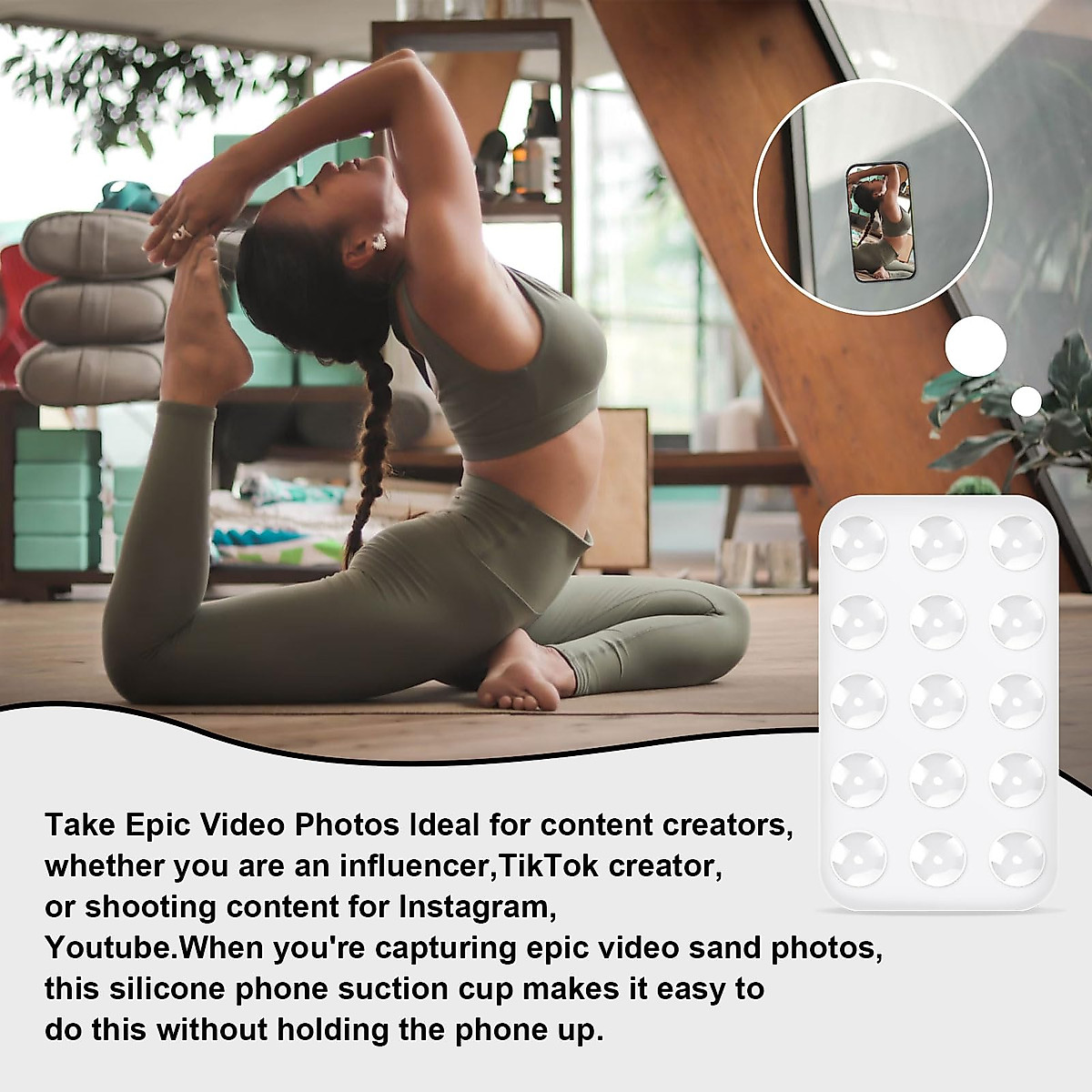 BOXOB Silicone Suction Cup Phone Holders, Double Sided Suction Cup Multipurpose Rectangle Phone Suction Mount for Car Mini Suction Cup Mat for Mobile Power Mobile Phones (White)