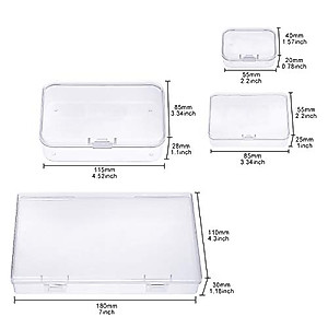 24 Pieces Mixed Sizes Rectangular Empty Mini Clear Plastic Organizer Storage Box Containers with Hinged Lids for Small Items and Other Craft Projects