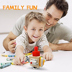 KEBEGE Busy Cube for Kids,Busy Board for Toddlers Fidget Toy Cube Wooden Sensory Board, Montessori Busy Board for Toddlers, Switch Function Early Learning, Learning Toy for Airplane or Car Travel