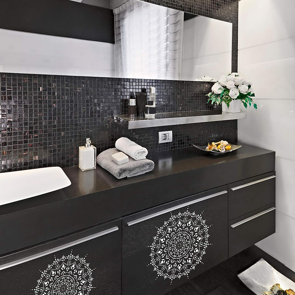 9 Pack (12x12 Inch) Large Reusable Stencil Mandala Stencil Laser Cut Painting Template for Floor Wall Tile Fabric Furniture Stencils Painting