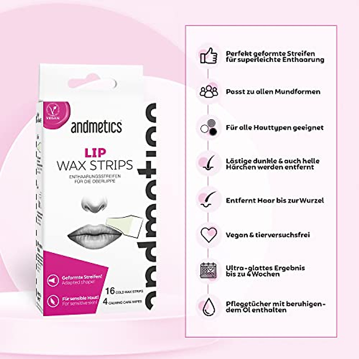 Andmetics Depilatory Strips for Women Lips