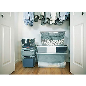 Rubbermaid Cleverstore Clear 41 QT Pack of 6 Stackable Plastic Storage Containers with Durable Latching Clear Lids