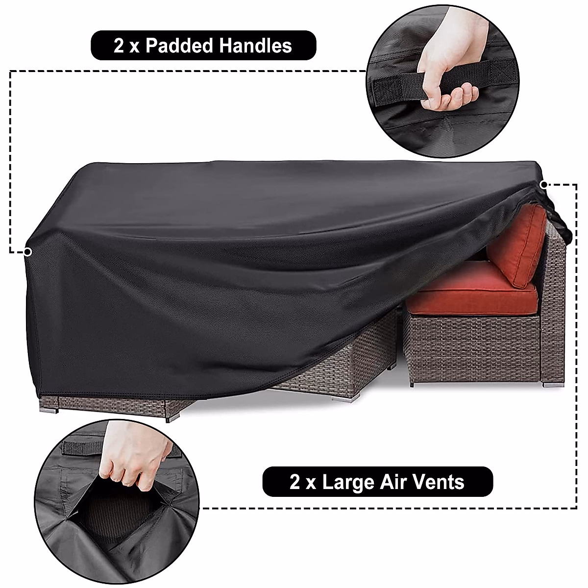Outdoor Furniture Cover Waterproof, Patio Furniture Covers 137 Inch Large Size Sectional Couch Covers Rectangle Outside Weatherproof for Deck, Lawn and Backyard 137"L X 102"W X 35"H
