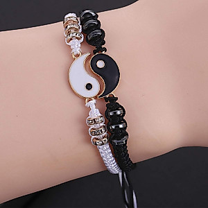 Best Friend Bracelets for 2 matching Bracelets, Bff Bracelets for 2 Yin Yang Friendship Bracelets for men women Gold