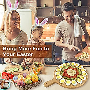 cenleoha Versatile Large Deviled Egg Platter with Handle Reversible Deviled Egg Plate Cutting Board Charcuterie Board Deviled Egg Container Bamboo Egg Holder Serving Tray