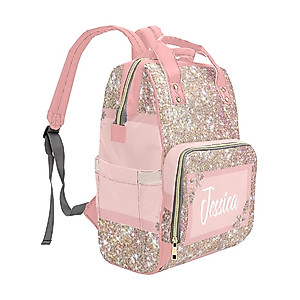 XOZOTY Print Pink Diaper Bags Backpack Personalized Baby Bag Nursing Nappy Bag Travel Tote Bag Gifts