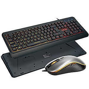 LED Keyboard and Mouse Combo USB Wired Characters Illuminzted Gaming Keyboard 3600 DPI Optical Mouse Compatible with Windows Linux Mac MacBook Computer Laptop