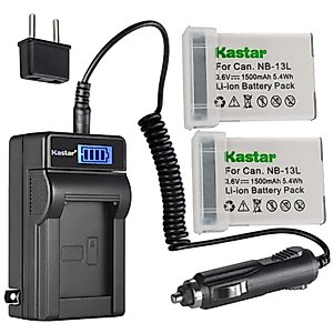 Kastar 2-Pack NB-13L Battery and LCD AC Charger Compatible with Canon PowerShot G9 X, PowerShot G9 X Mark II, PowerShot SX620 HS, PowerShot SX720 HS, PowerShot SX730 HS Digital Cameras