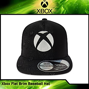 Microsoft Xbox Baseball Hat, Skater Adult Snapback Cap with Flat Brim, Baseball Cap, Black, One Size