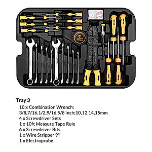 DEKOPRO 258 Piece Tool Kit with Rolling Tool Box Socket Wrench Hand Tool Set Mechanic Case Trolley Portable