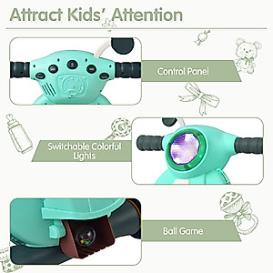 BABY JOY 2 in 1 Sit to Stand Learning Walker, Early Education Activity Center with Lights, Sounds and Ball Game, Baby Push Walker for Toddler Boys Girls (Green)