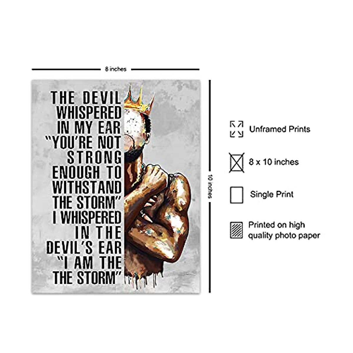 African American Art & Decor - Black Art for Men - Motivational Posters - Positive Quotes Wall Decor - Inspirational Quotes - Encouragement Gifts - Man Cave Decor - Office Wall Decor - Afro Wall Art