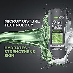 Dove Men+Care Elements Body Wash and Face Wash For Fresh, Healthy-Feeling Skin Minerals + Sage Cleanser That Effectively Washes Away Bacteria While Nourishing Your Skin, 18 Ounce (Pack of 4)