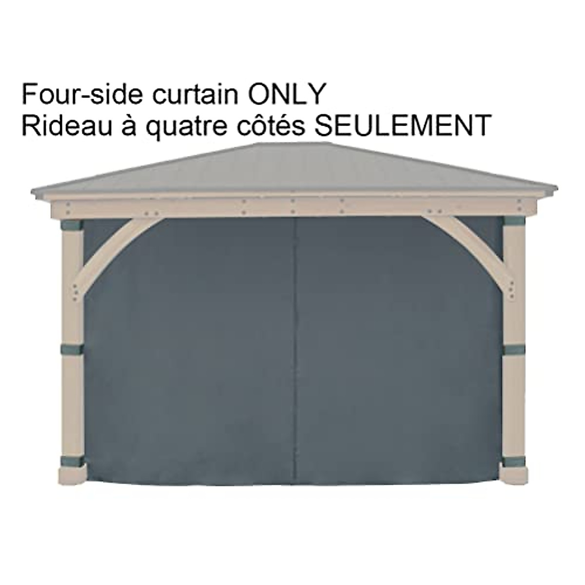 APEX GARDEN Replacement 4-Side Curtain for 11 ft. x 13 ft. Meridian Gazebo (Grey)