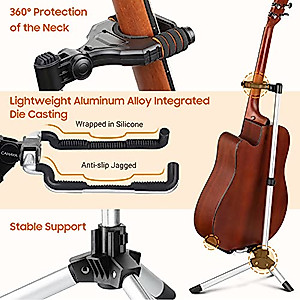 CAHAYA Guitar Stand Floor for Acoustic Electric Guitars and Bass Adjustable Height Folding Guitar Stand Lightweight Travel Instrument Holder