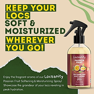 Locsanity Daily Moisturizing Spray for Dull, Dry Locs – Passion Fruit Hair and Scalp Moisturizer for Dreadlocks, Sisterlocks, Microlocks, Braids to Control Oil and Frizz (8 fl oz)