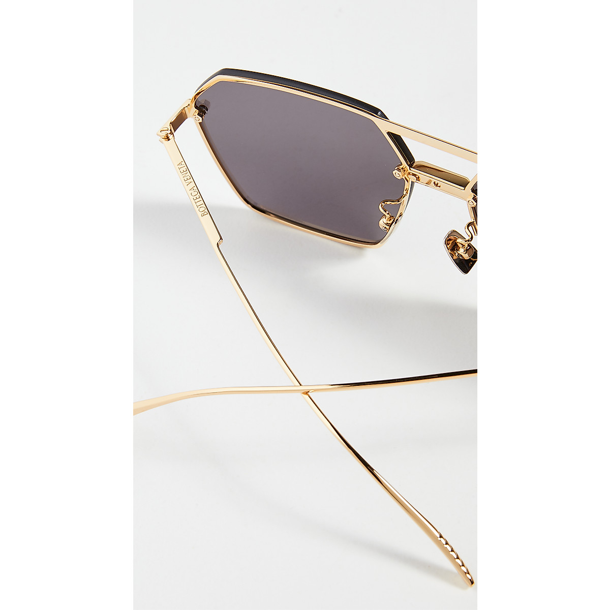 Bottega Veneta Oversized Geometric Aviators, Gold/Gold/Grey, One Size