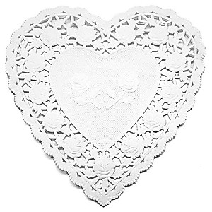 6 Inch Heart Shaped White Lace Paper Doilies 100 Count