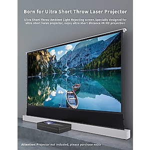 VIVIDSTORM-Projection Screen S PRO 100 inch Motor Rollable Laser TV Tensioned Floor Screen Ambient Light Rejecting Suit for 4k HD Office Movie Cinema Ultra-Short Throw Laser projecror,VWSDSTUST100H