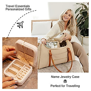 DayOfShe Personalized Name Jewelry Box for Women Girls Custom Travel Jewelry Case with Name for Bridesmaid Proposal Gifts, Travel Jewelry Box for Teen Girls Gifts