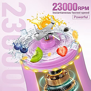 20 Oz Portable Blender for Shakes and Smoothies,4000mAh Electric Juicer, 270W Motor Smoothie Blender with BPA-Free & IP67 Waterproof, USB Fresh Juice Blender with 2 Mixing Modes for Travel, Gym