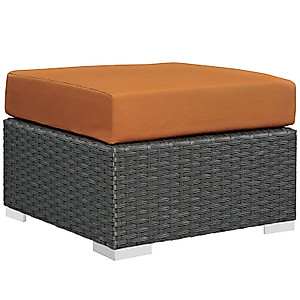 Modway Sojourn Casual Seating 10 Piece Outdoor Patio Rattan Sectional Set with Sunbrella Brand Tuscan Orange Canvas Cushions