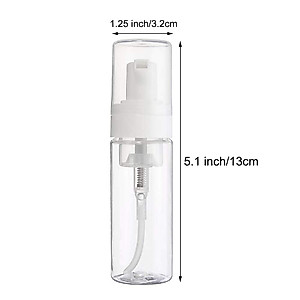 UTENEW 2-Piece Plastic Foamer Bottle Clear Pump Dispenser Mini Travel Size Foaming Soap Face Wash 1.7 Oz, No leaks!