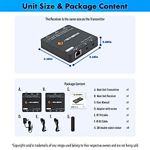 J-Tech Digital HDMI Extender 4K 60Hz Over Cat5e/6 Ethernet Cable Up to 230ft. Supports 4K Downscale HDMI Loop Out PoC HDR Bi-Directional IR [JTECH-EX230V2]