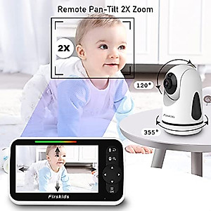 Firskids 5" Video Baby Monitor with Night Vision,2-Way Talk, VOX, Temperature Sense,3500mAh Battery Baby Monitor with Camera and Audio,Easy-to-Use,No WiFi Needed,1000ft Long Range