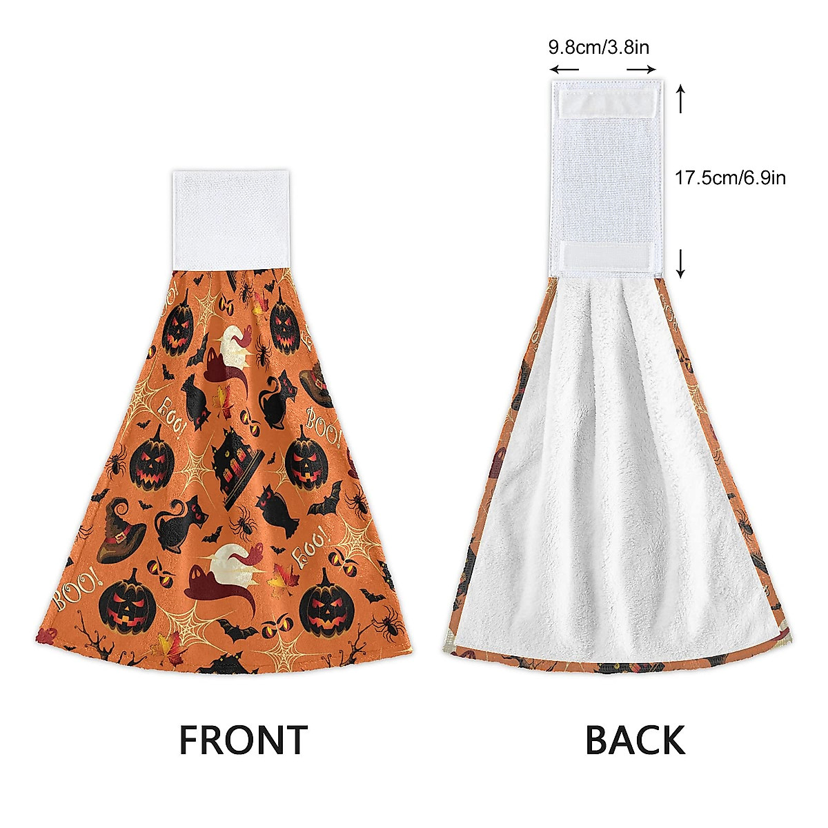 Happy Halloween Pumpkins Spooky Kitchen Hanging Towel 12 x 17 Inch Spider Web Cat Hand Tie Towels Set 2 Pcs Tea Bar Dish Cloths Dry Towel Soft Absorbent Thin Durable for Bathroom Laundry Room Decor