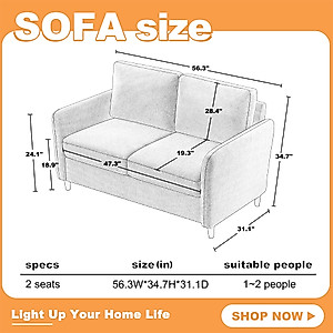 Chorlenimi Upholstered Loveseat Sofa Couch with Storage Space, Modern Love Seats with Armrest and 2 Pillows for Living Room, Bedroom, Apartment, Office and Small Spaces(Green, 2-Seat)