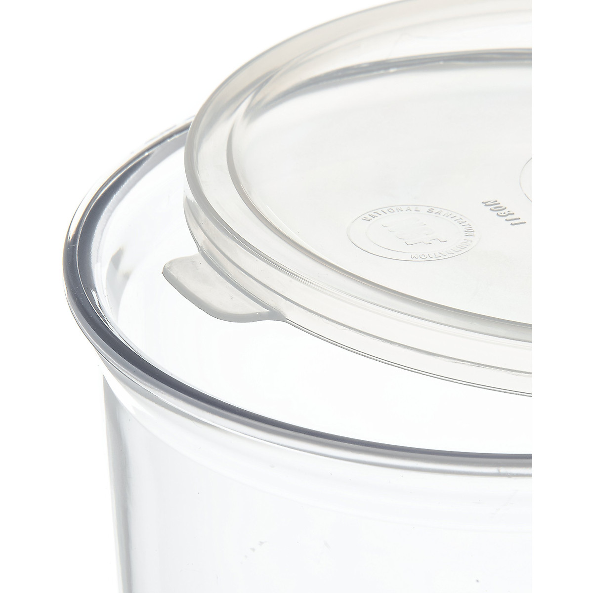Carlisle FoodService Products Classic Round Storage Container Crock with Lid for Kitchen, Restaurants, Home, Plastic, 1.2 Quarts, Clear