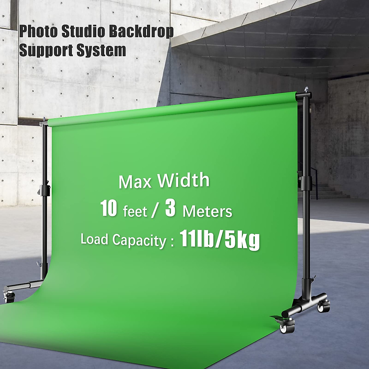 ALINBIN Backdrop Stand on Wheels 10x7ft(WxH) Photo Studio Adjustable Backdrop Stand for Parties Background Support Kit with 6 Crossbars 4 Backdrop Clamps for Paties Wedding Events Decoration