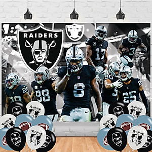 Las-Vegas Raiders Birthday Backdrop,Las-Vegas Raiders Poster for Football Raiders Theme Party Decorations Birthday Supplies Background Studio Shoot Photo Props