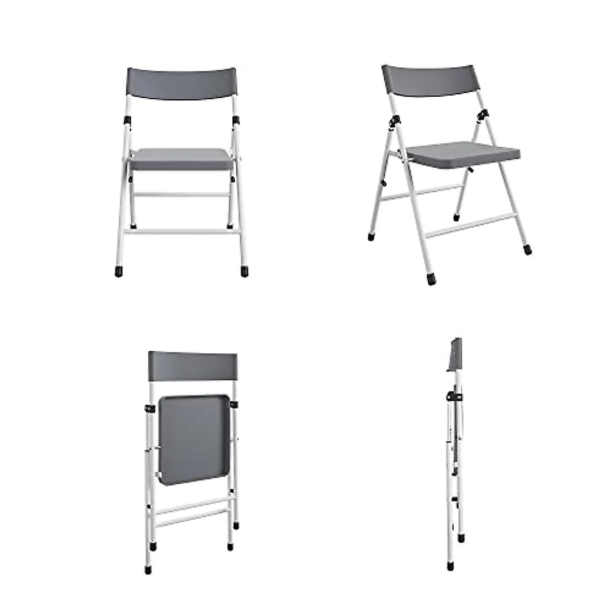 COSCO Kid's Pinch-Free Resin Folding Chair, Gray & White, 4-Pack, Easy to Clean, Multi-Purpose, No Assembly Required, Portable, for Snacking, Homework, & Games, Cool Gray